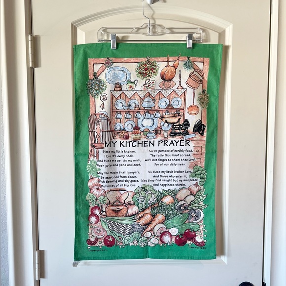 Dining | Vintage My Kitchen Prayer Poem Green Cotton Tea Towel | Poshmark